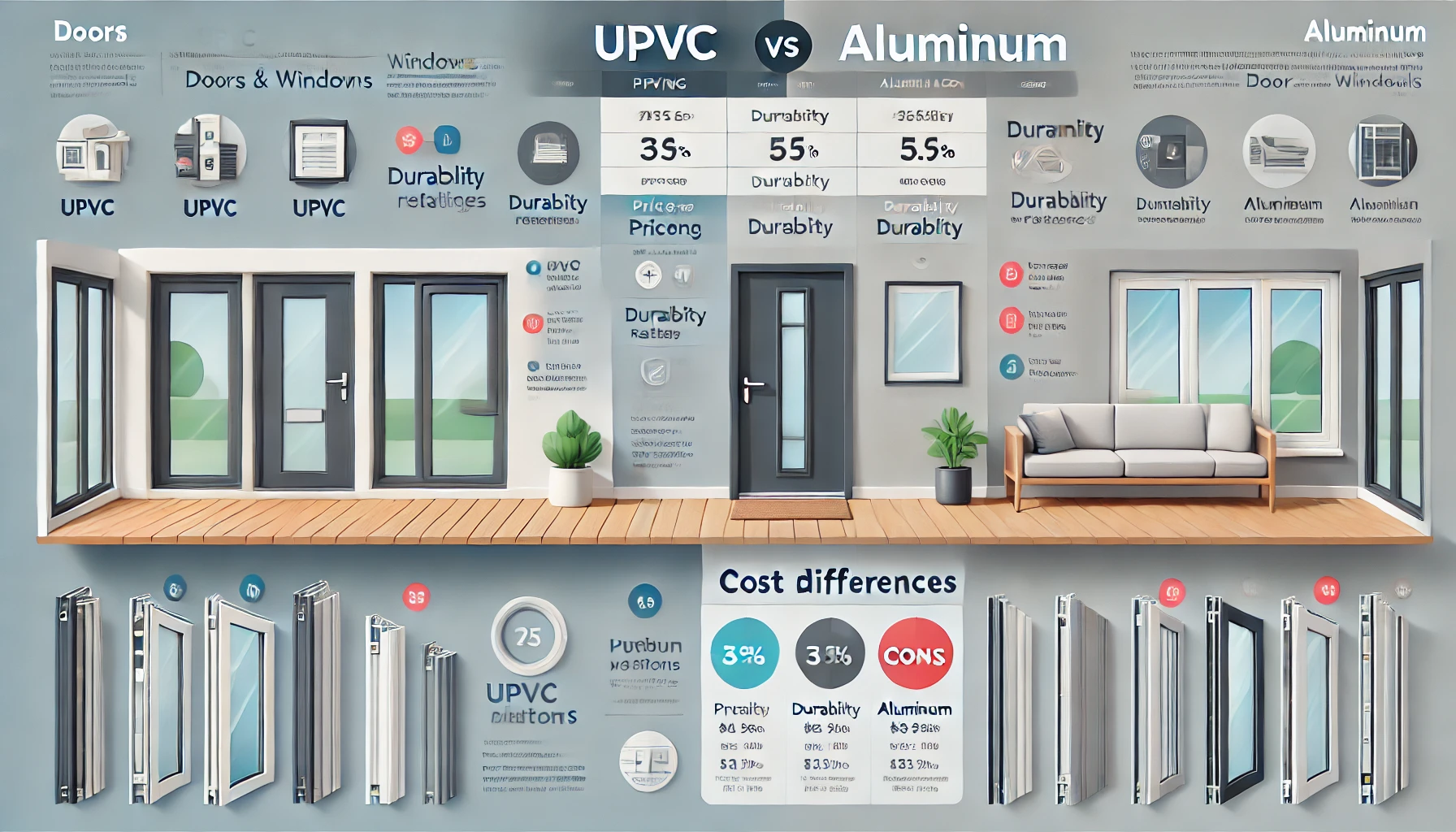 Lebih Mahal UPVC atau Aluminium? Ini Perbandingan Lengkapnya